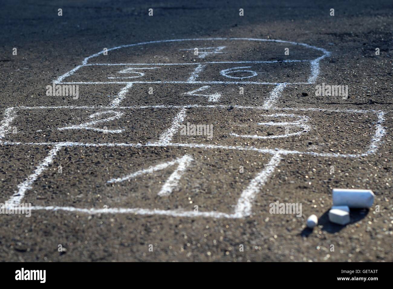 Hopscotch street game Stock Photo - Alamy