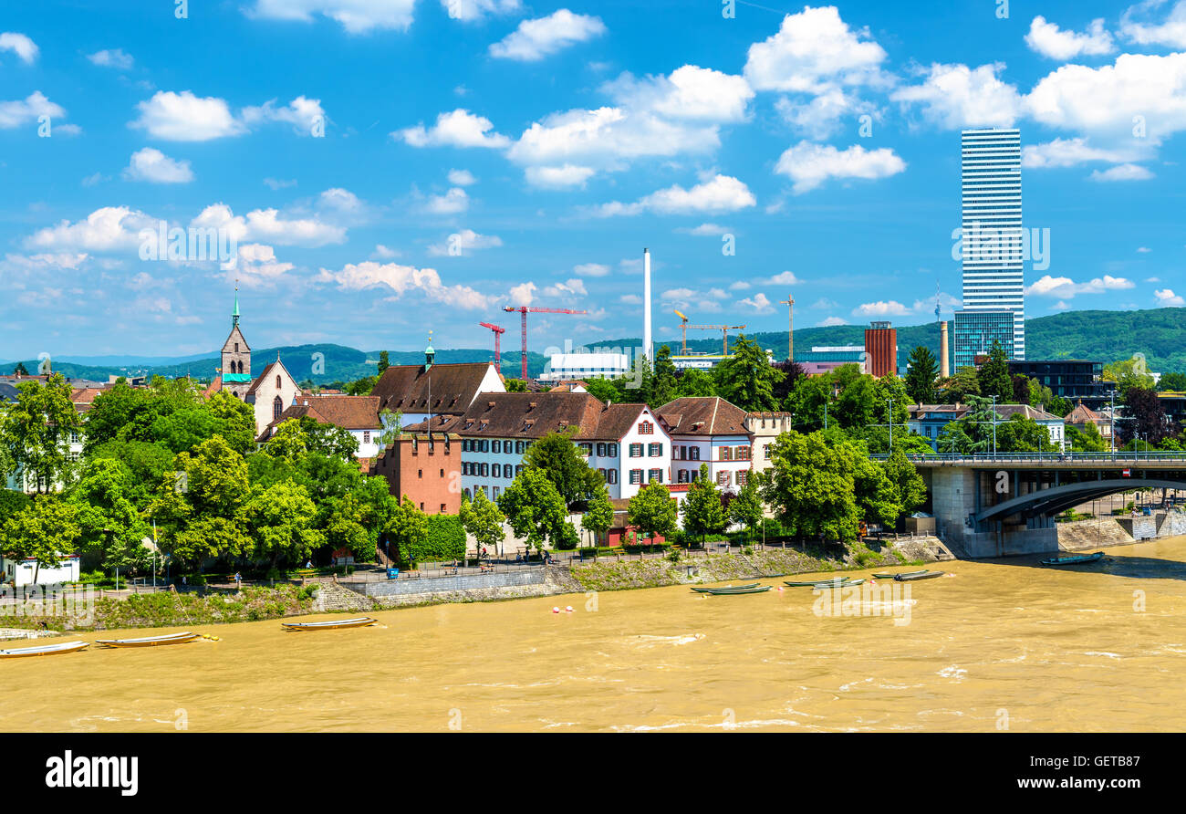 View of Basel city with the Rhine Stock Photo - Alamy