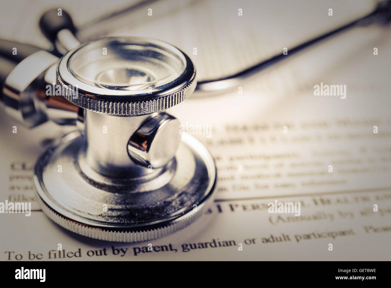 medical record form with a stethoscope Stock Photo - Alamy