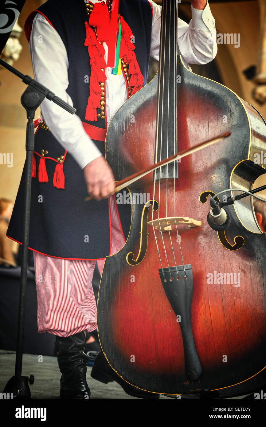folk musician with contrabass Stock Photo - Alamy