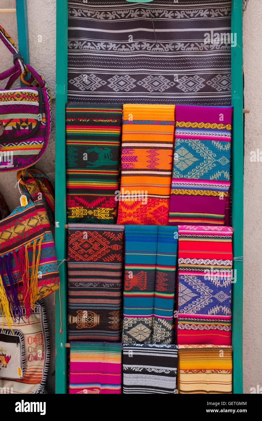 Market stall with colorful textiles Stock Photo - Alamy