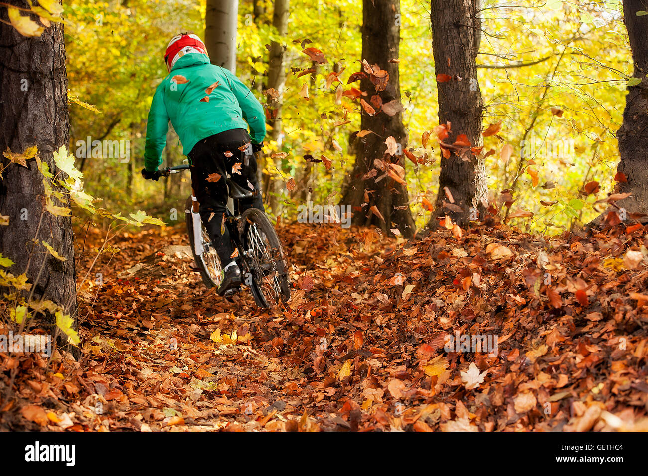 Bike fun autumn leaves hi-res stock photography and images - Alamy