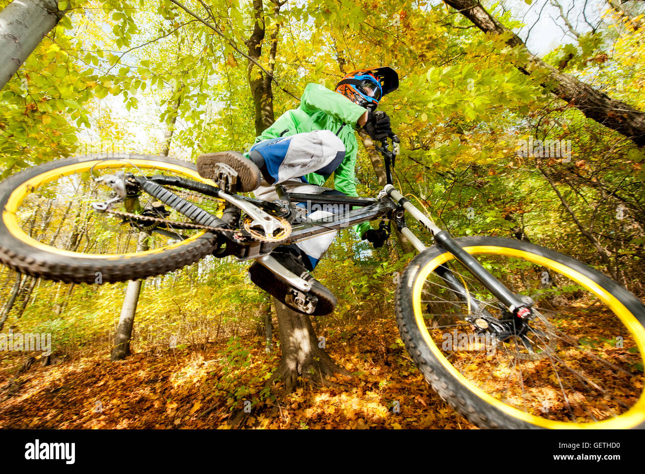 Mountainbiker rides speed in hi-res stock photography and images - Alamy
