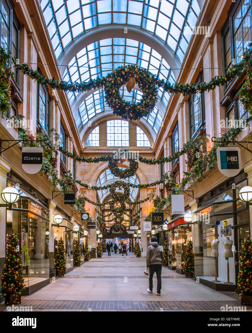 Exchange Arcade in Nottingham with Christmas decorations Stock Photo ...