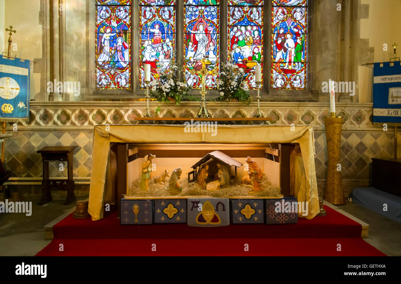 Nativity scene in a church Stock Photo - Alamy