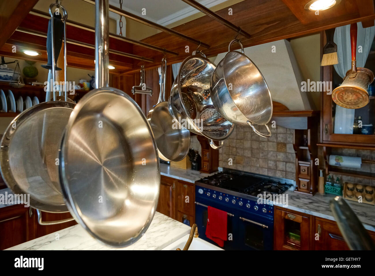 Beautiful kitchen old-style interior with wood furniture, museum Stock ...