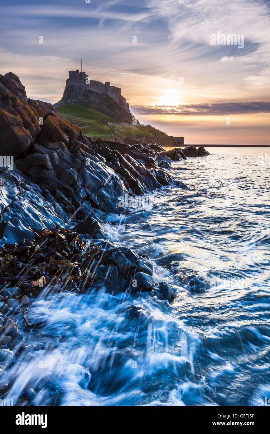 Lindisfarne castle at dawn Stock Photo - Alamy