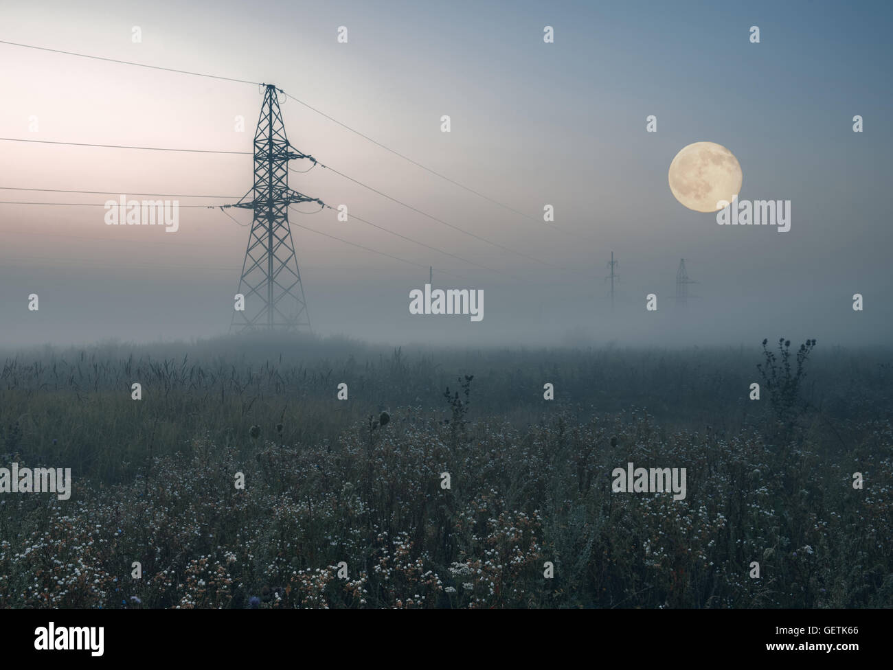 Full moon and pylon hi-res stock photography and images - Alamy