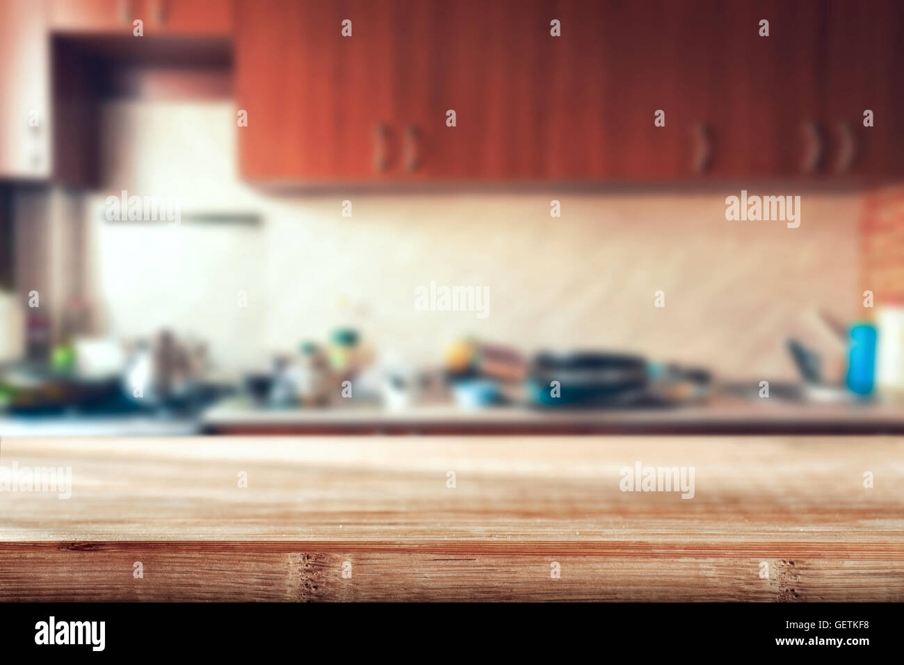 Empty on the kitchen worktop background Stock Photo - Alamy
