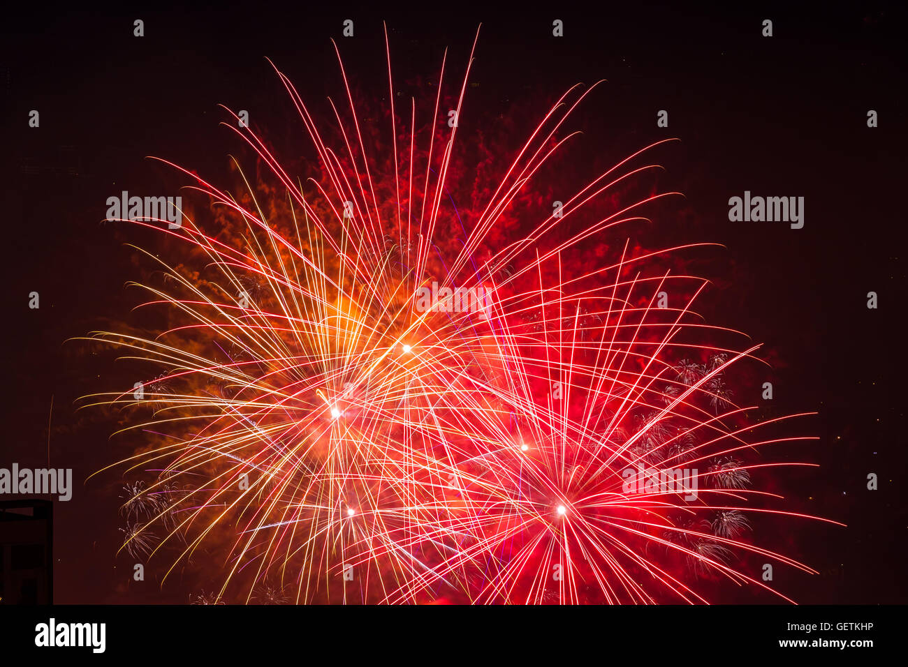 Isolated red fireworks burst Stock Photo - Alamy
