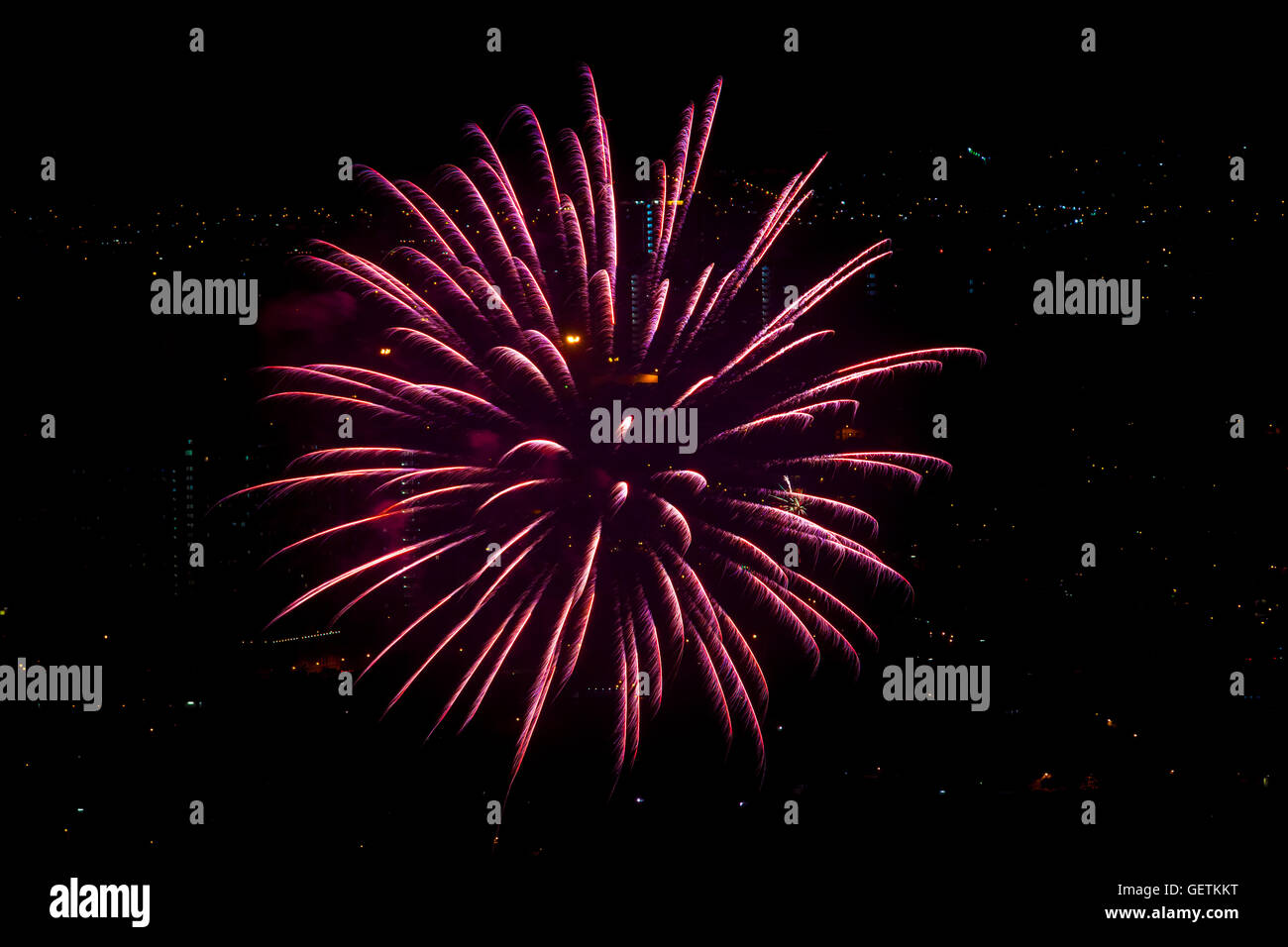 single red fireworks burst 2 Stock Photo - Alamy