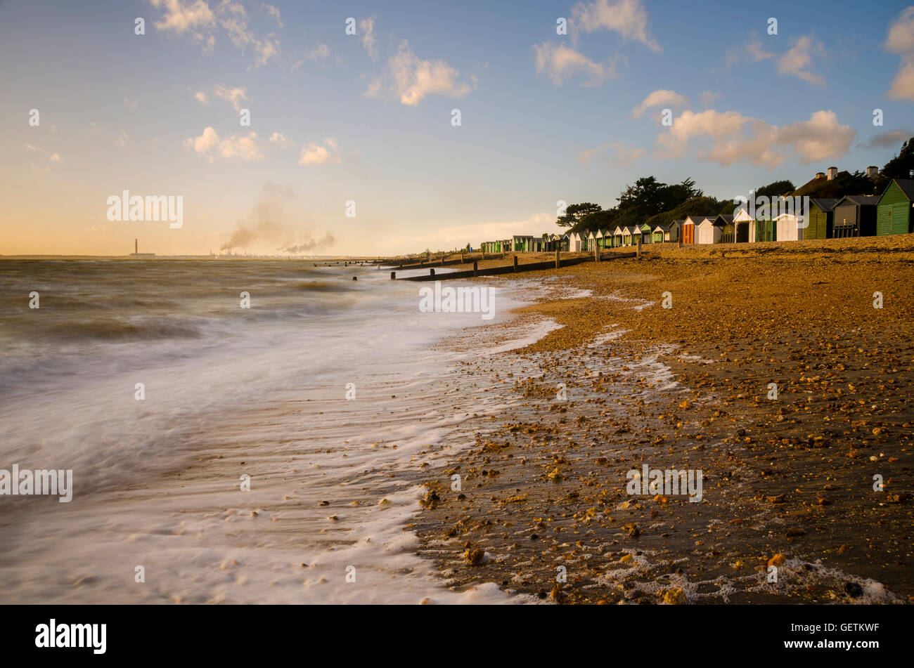 The beach huts at Hill Head in Hampshire Stock Photo - Alamy