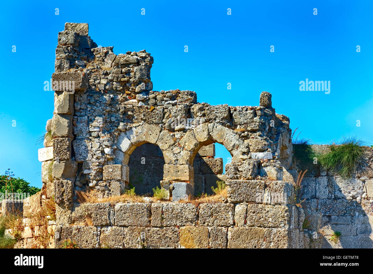 Ruins of Byzantine temple in Side, Turkey Stock Photo - Alamy