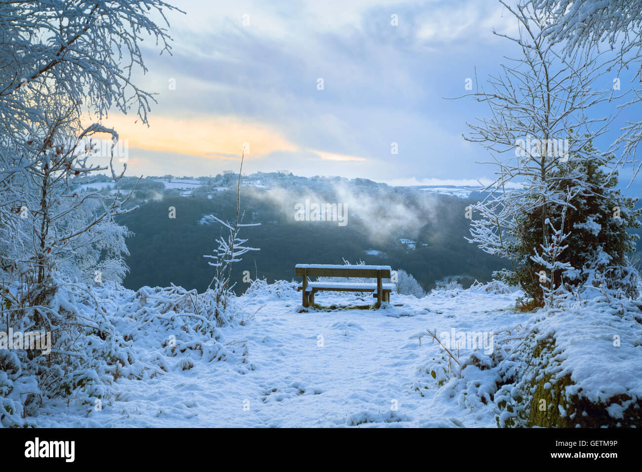 Winter bench cold frozen ice icy rural snow hi-res stock photography ...