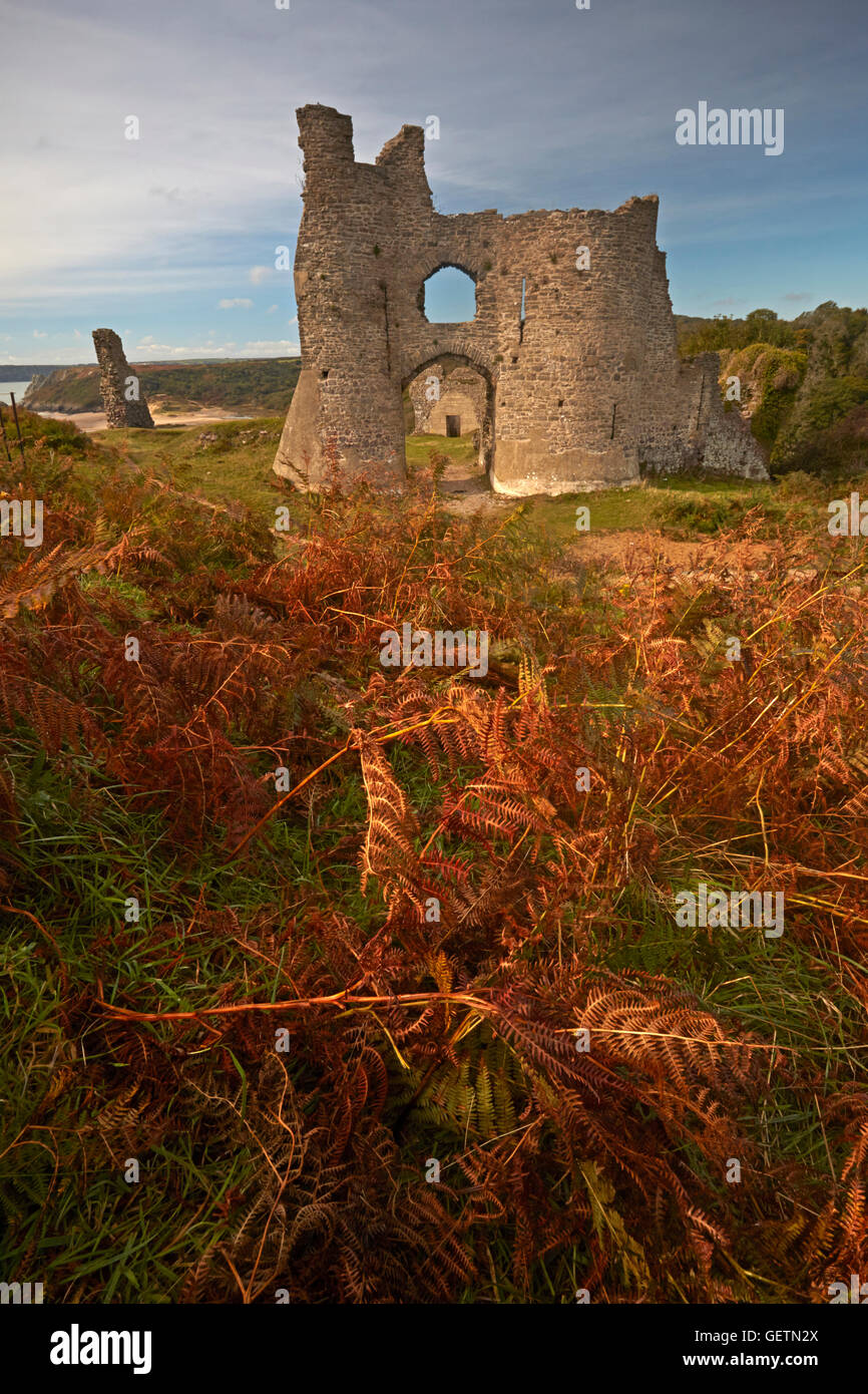 Autumnal view of the ruins of Pennard Castle Stock Photo - Alamy