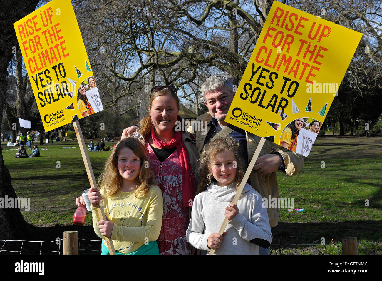 A family participating in a demonstration against climate change Stock ...