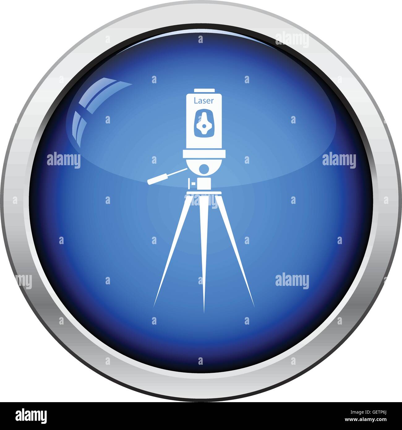Laser level tool icon. Glossy button design. Vector illustration Stock ...
