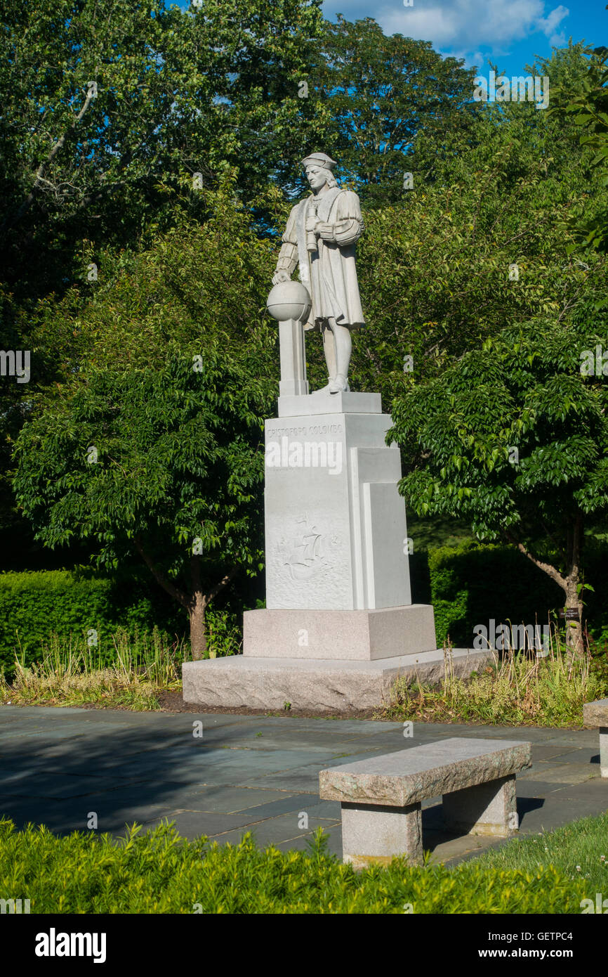 Christopher Columbus statue Wilcox park Westerly RI Stock Photo - Alamy