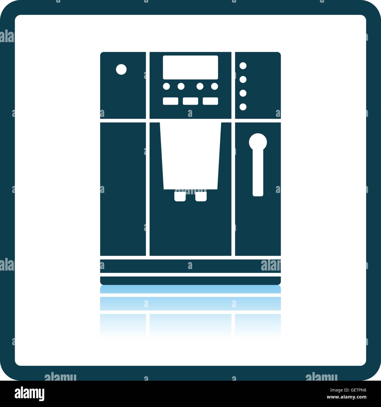 Kitchen coffee machine icon. Shadow reflection design. Vector ...