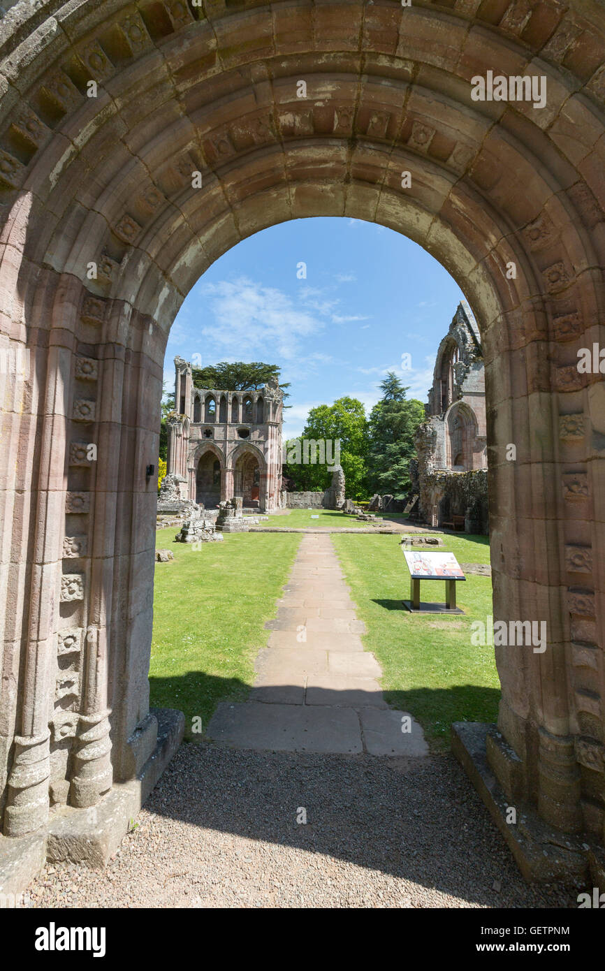 Dryburgh Abbey nave view from west door, Dryburgh, Scottish Borders ...