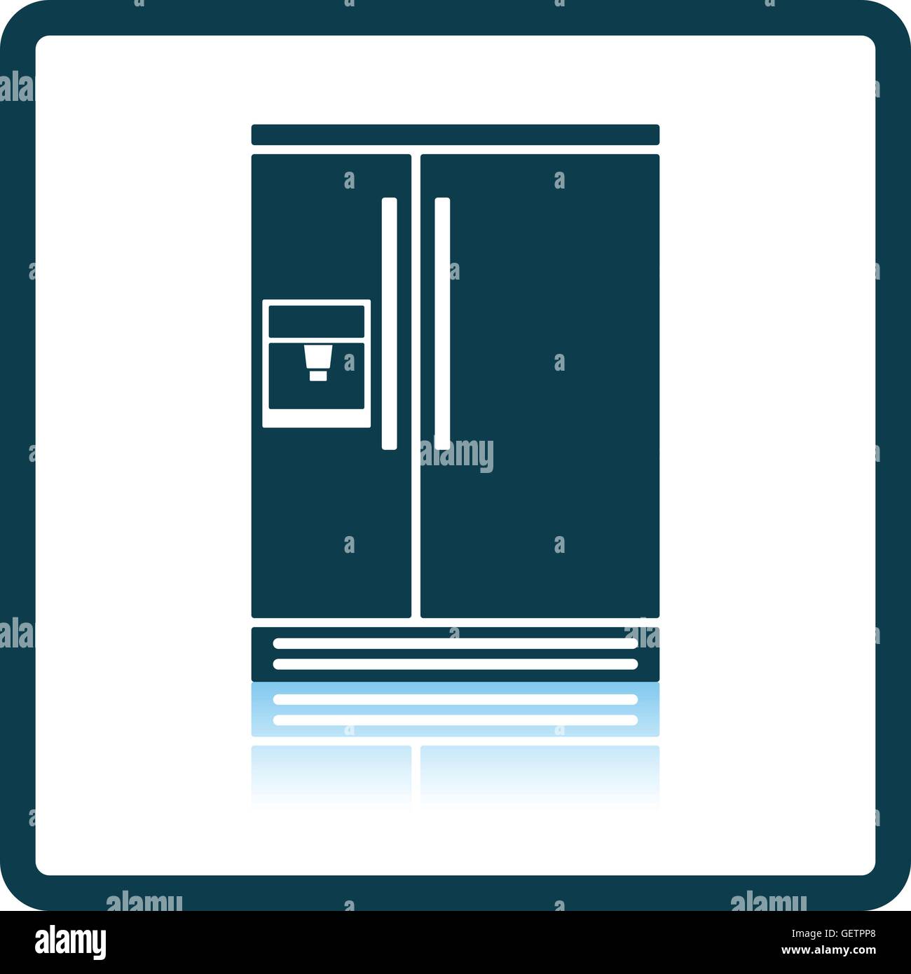 Wide refrigerator icon. Shadow reflection design. Vector illustration ...