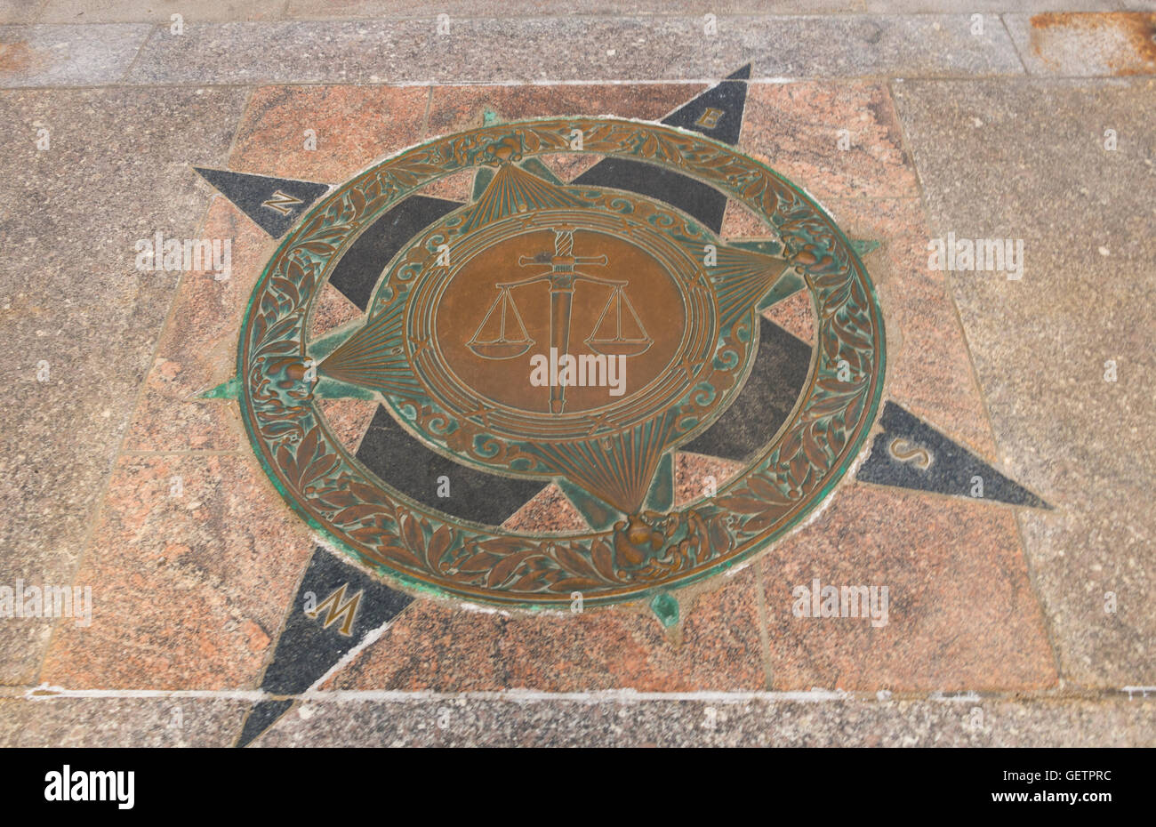 justice compass seal Providence RI courthouse Stock Photo - Alamy