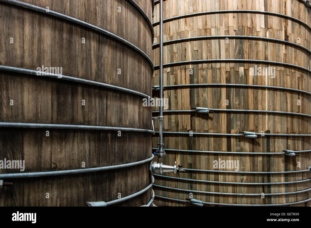 Wood fermentation tanks at the Dogfish Head Brewery Stock Photo - Alamy