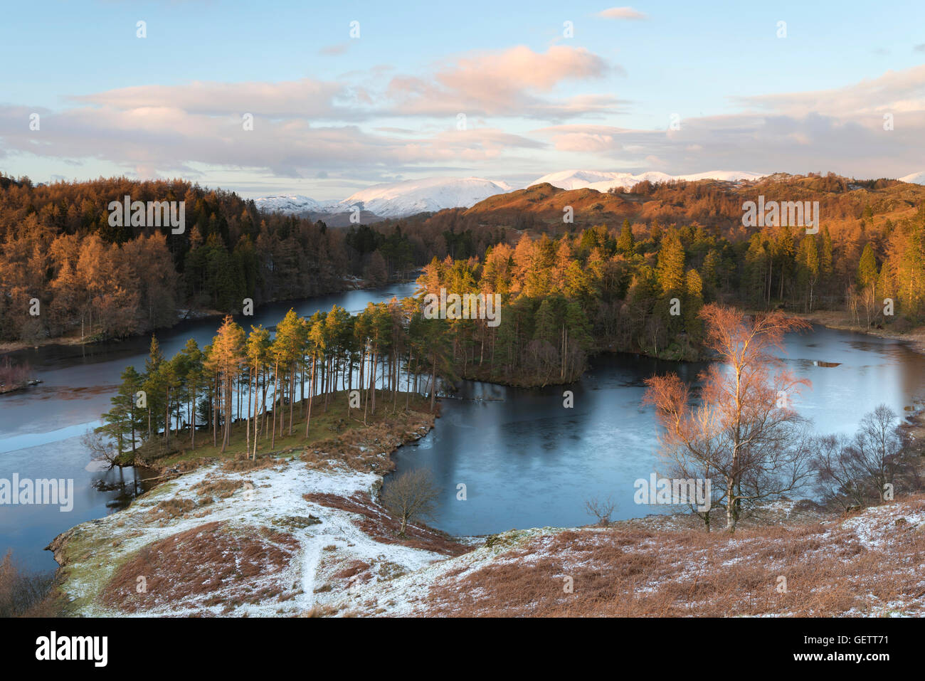 The view from above Tarn Hows in the Lake District Stock Photo - Alamy