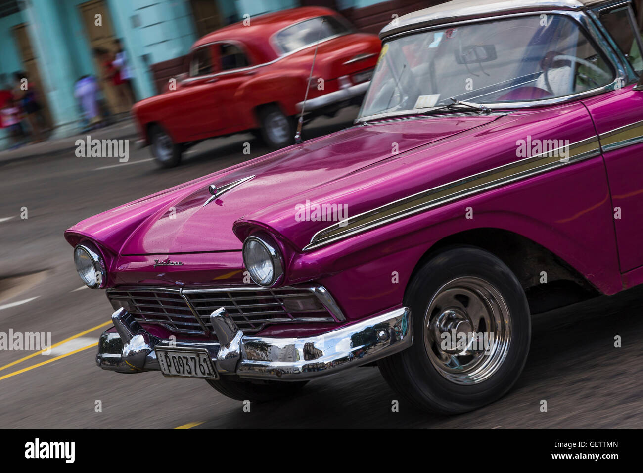 Close-up of a pink old car Stock Photo - Alamy