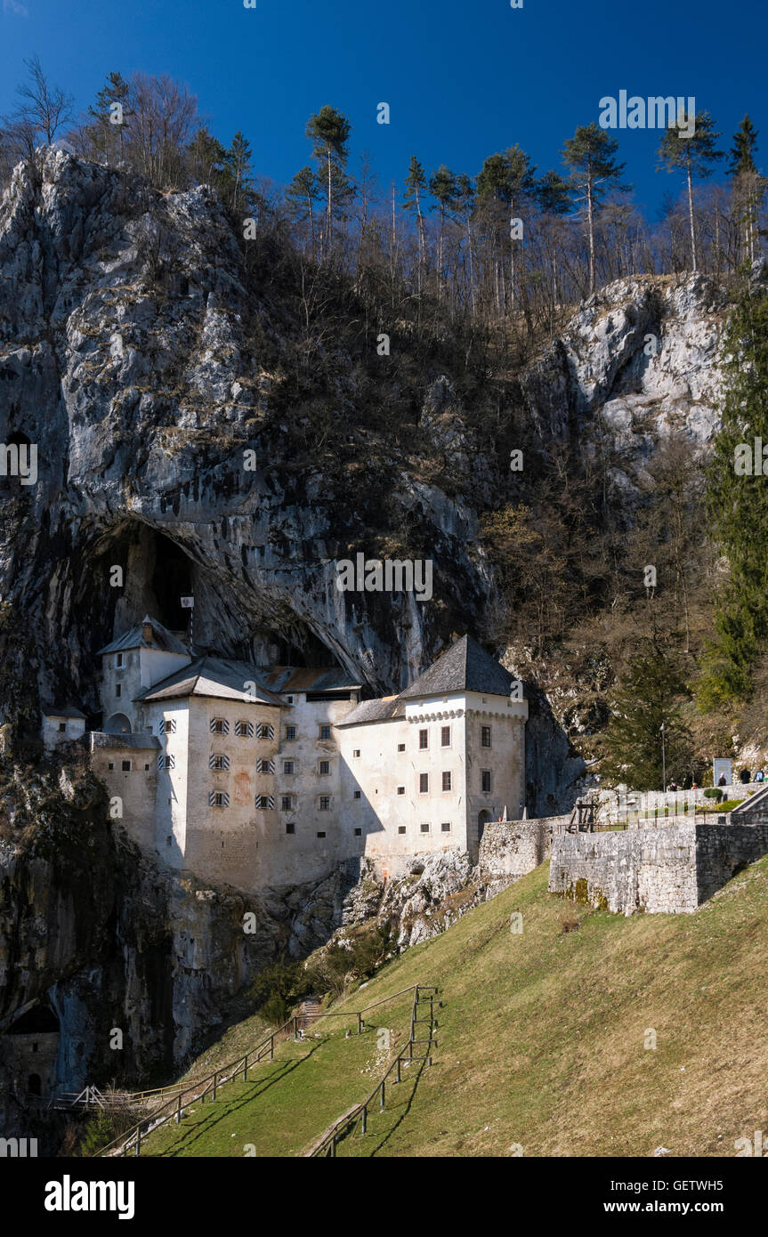 The 12th century Gothic style Predjama Castle known locally as ...