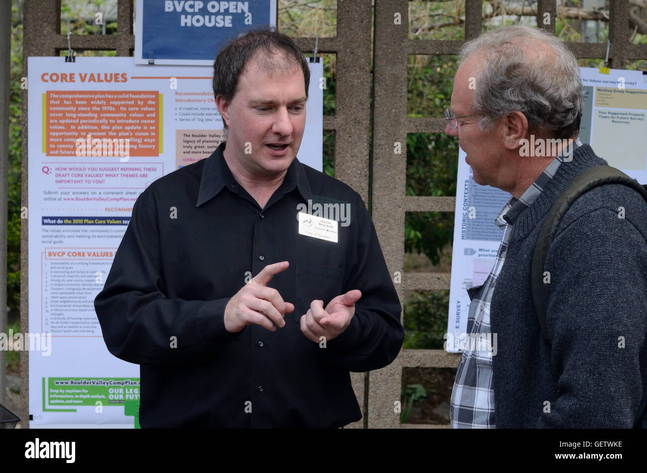 Boulder City Council Member Aaron Brockett gestures during an open ...