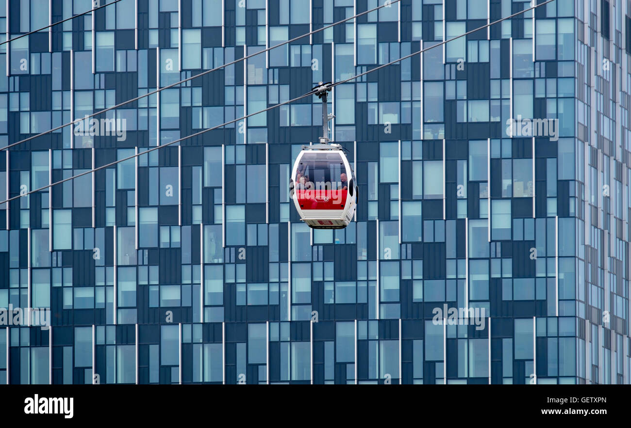 An Emirates Air Line cable car coming into North Greenwich from Royal ...