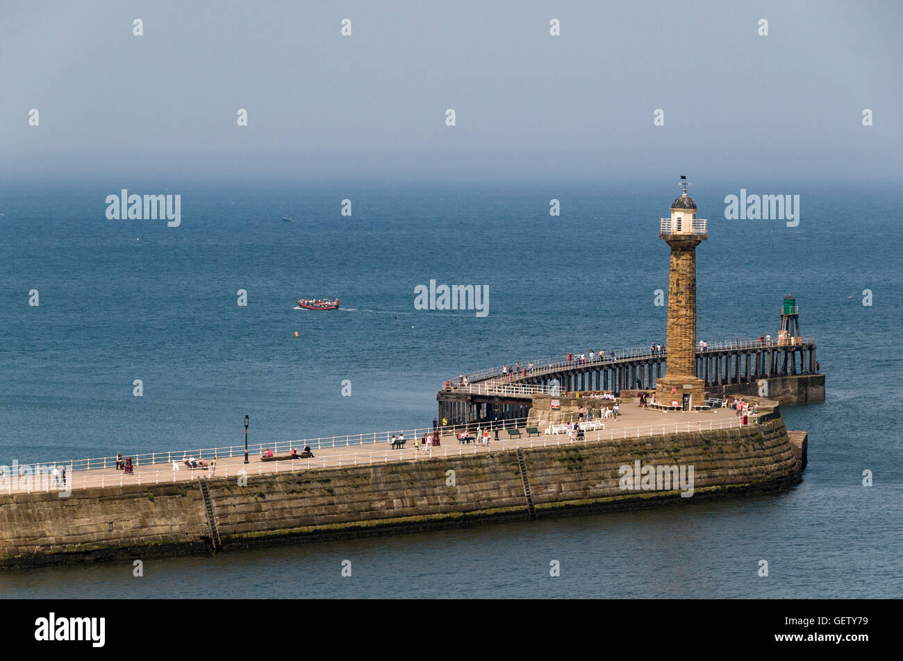 Historic seafront with lighthouse from the pier hi-res stock ...