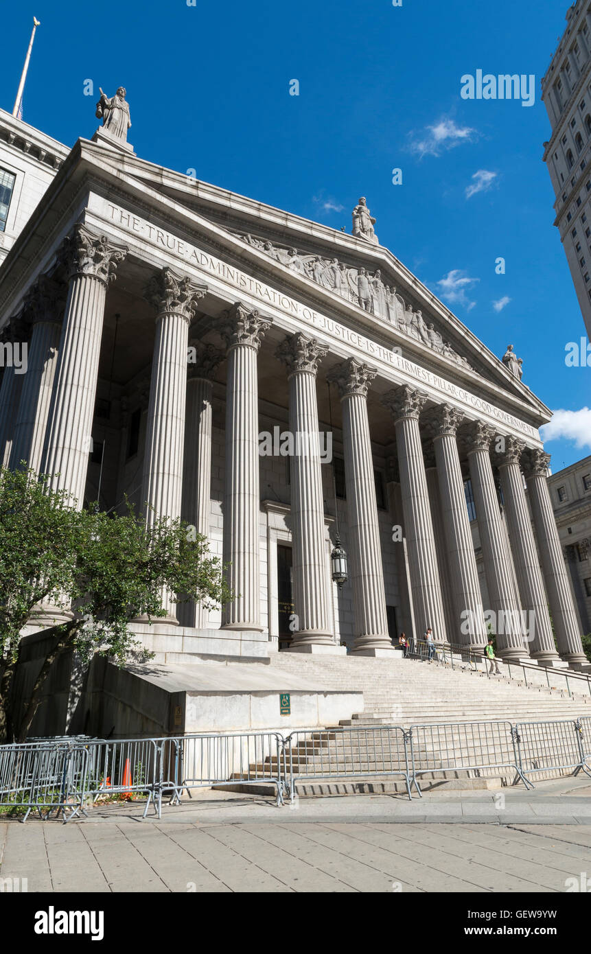 Landmarked building and facade of the New York Supreme Court in Foley ...