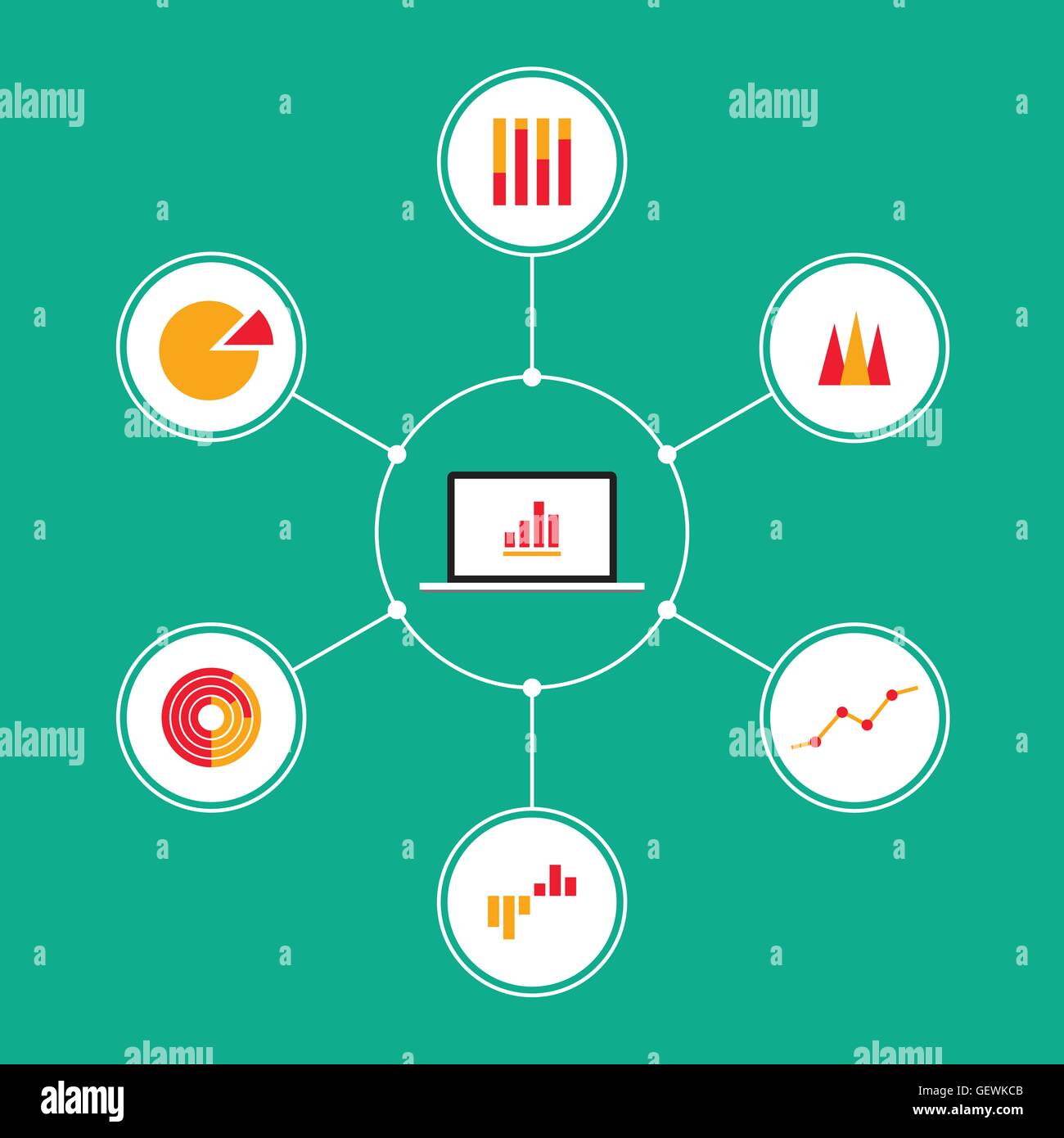 Set of infographic business charts flat design vector illustration ...