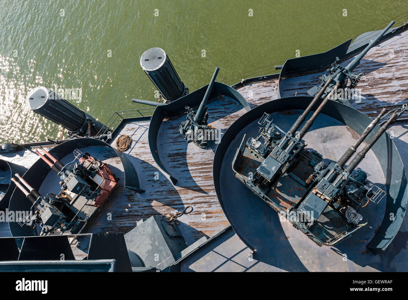 Detail of deck guns on battleship USS Texas Stock Photo - Alamy