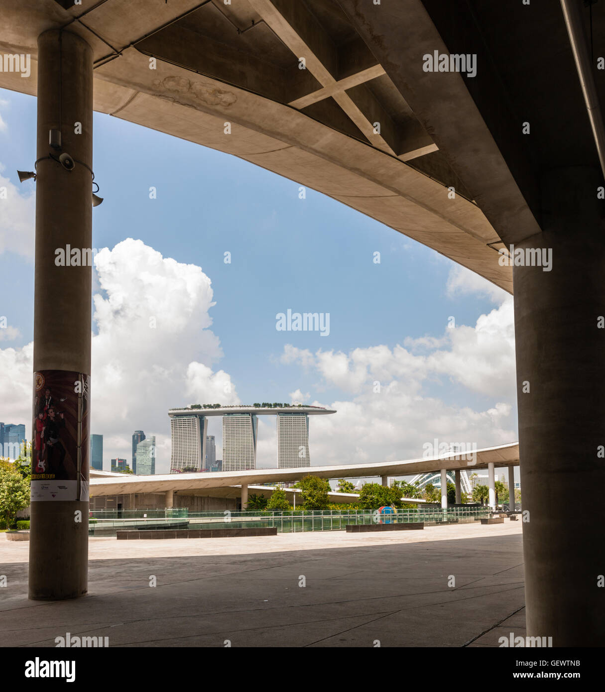 Detail of the curved roof of the Marina Barrage Pump House roof with ...