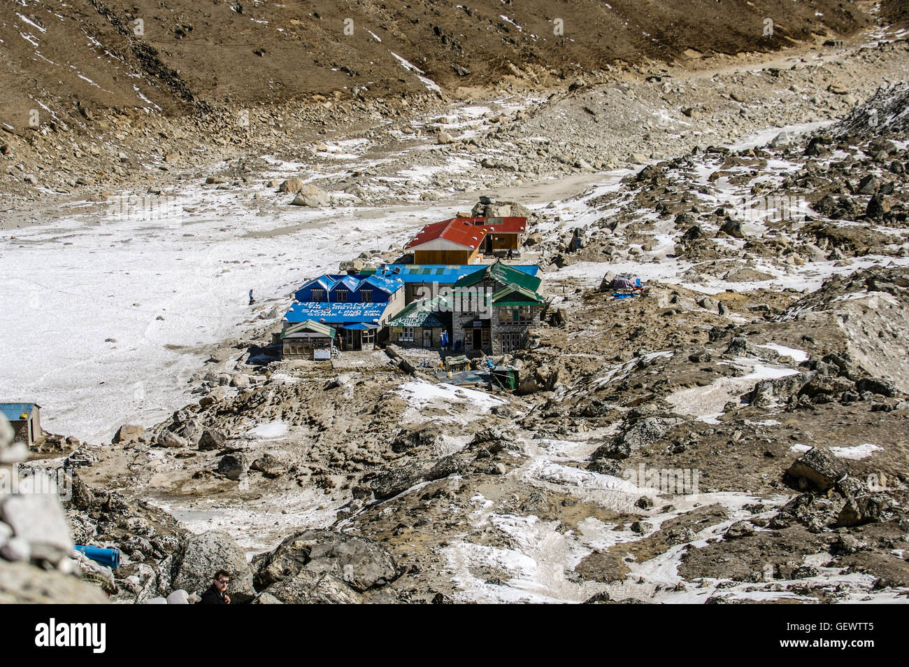 Gorak Shep in the Himalayas which is the last settlement before Everest ...