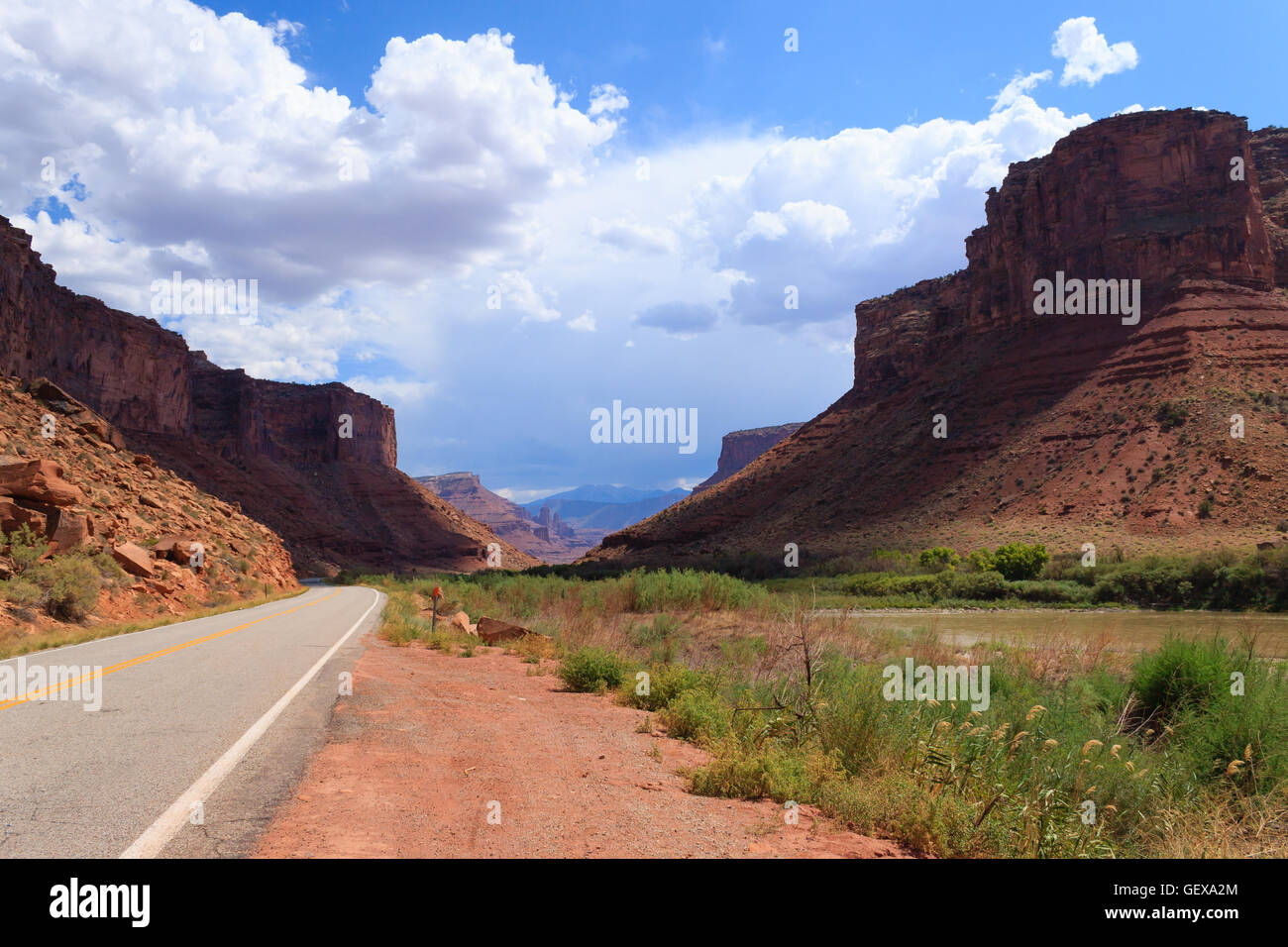 Panorama from Utah. highway through red mountains. United States of ...