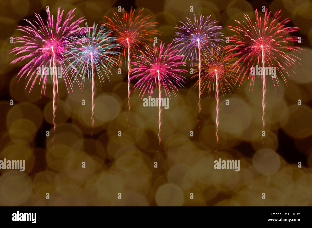Fireworks with light bokeh background Stock Photo - Alamy