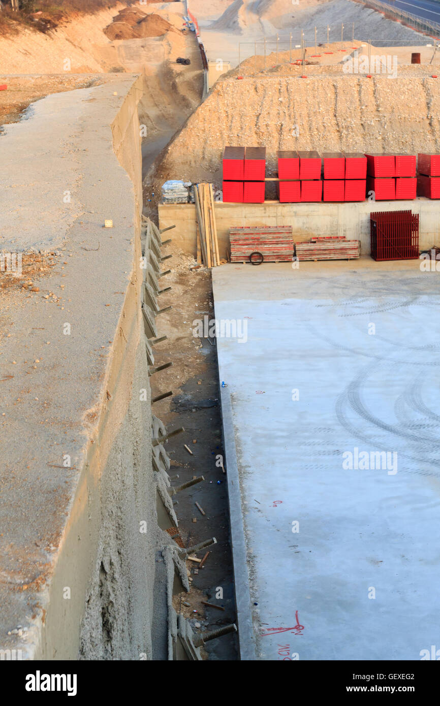Detail of a road construction site for a new highway. Civil Engineering ...