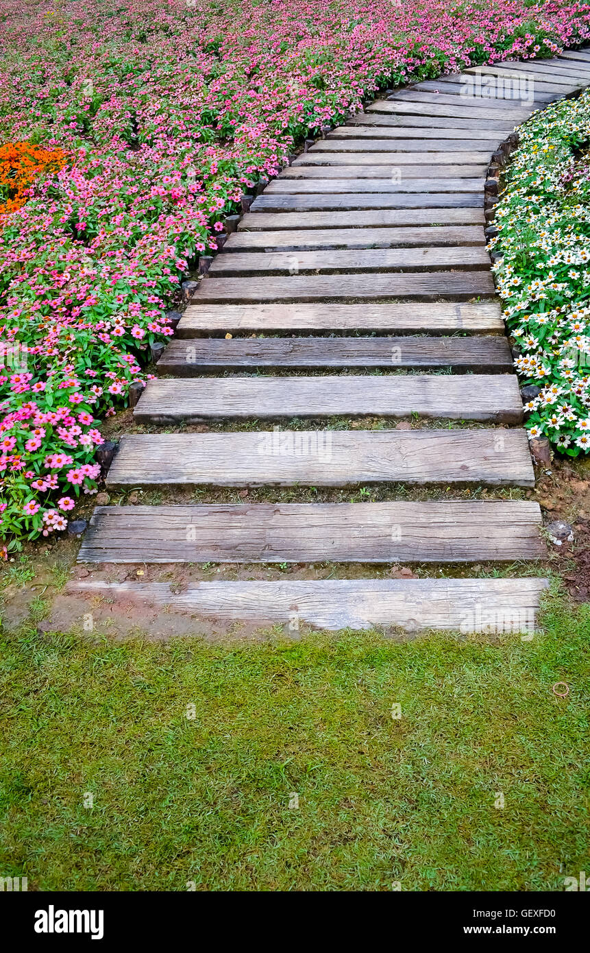 beautiful flower and walkway background at garden Stock Photo - Alamy