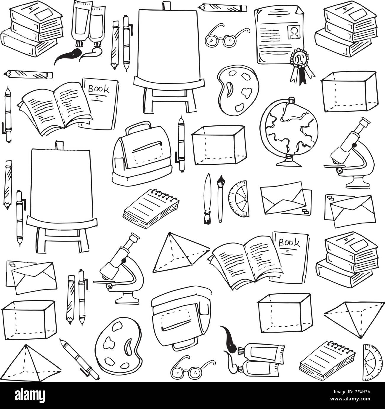 Doodle of school classroom supplies Stock Vector Image & Art - Alamy
