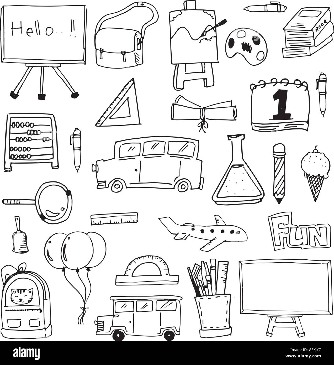 Hand draw doodle school element Stock Vector Image & Art - Alamy