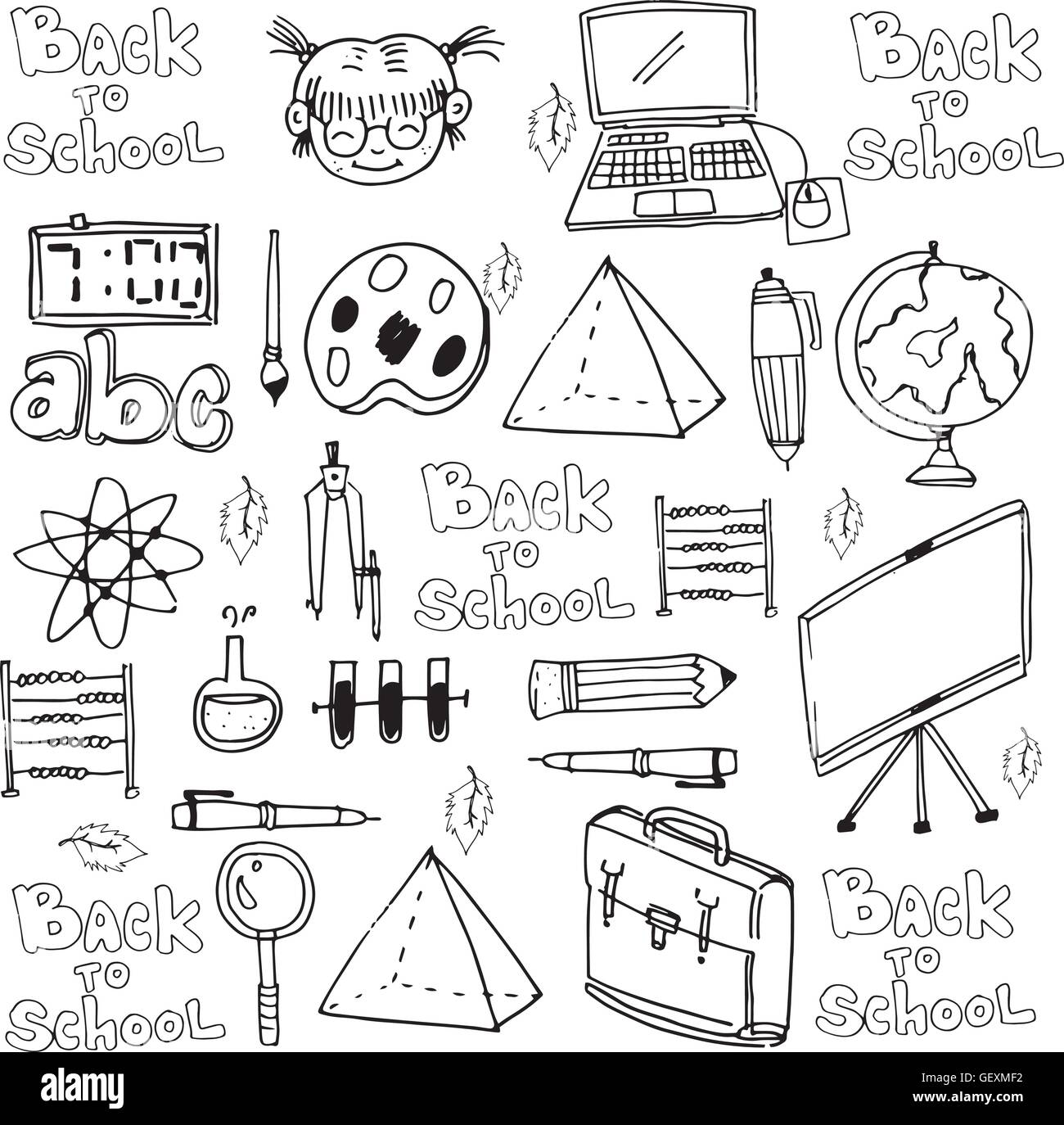 Hand draw school object in doodle Stock Vector Image & Art - Alamy