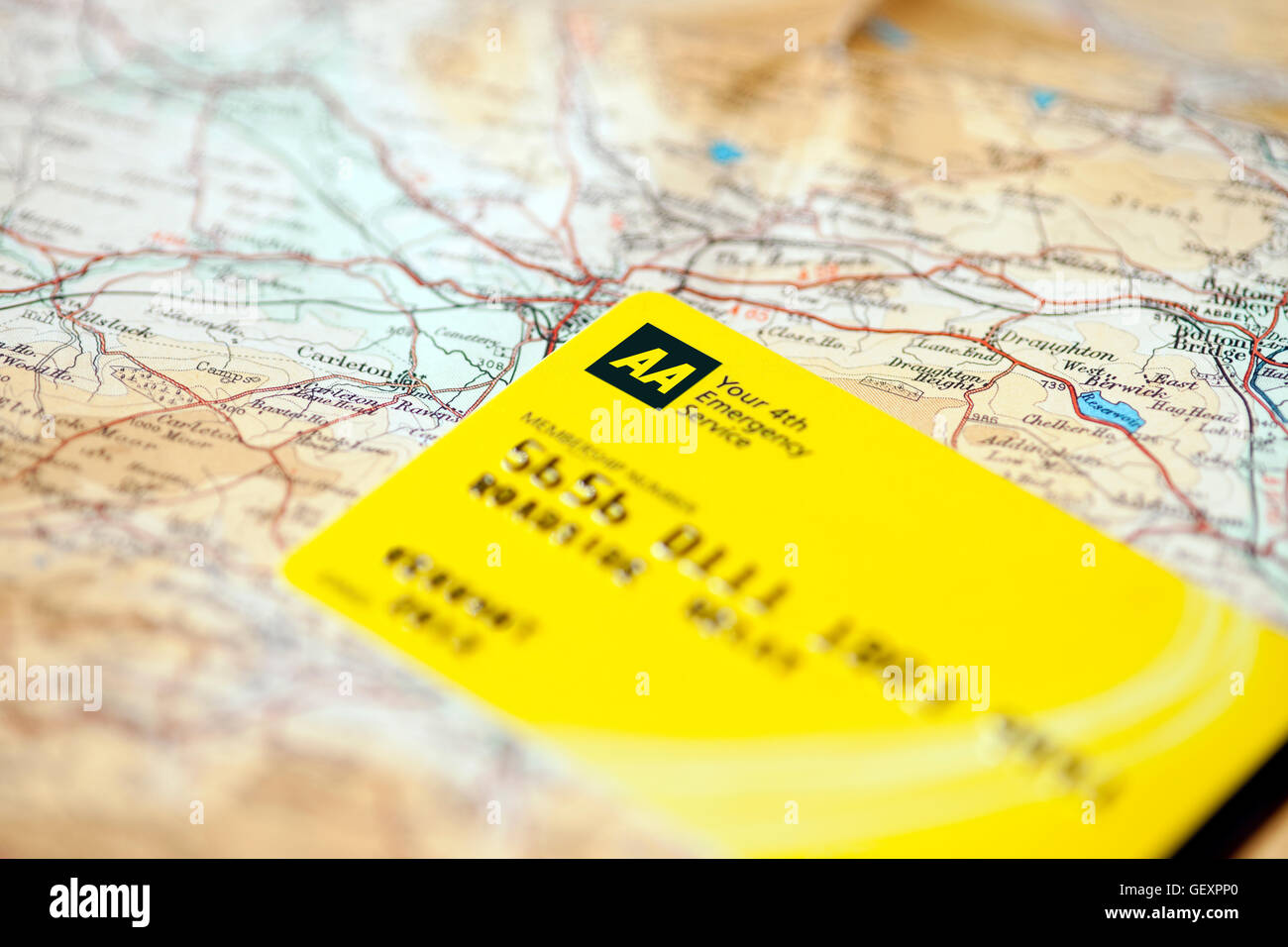 AA membership card on road map Stock Photo - Alamy