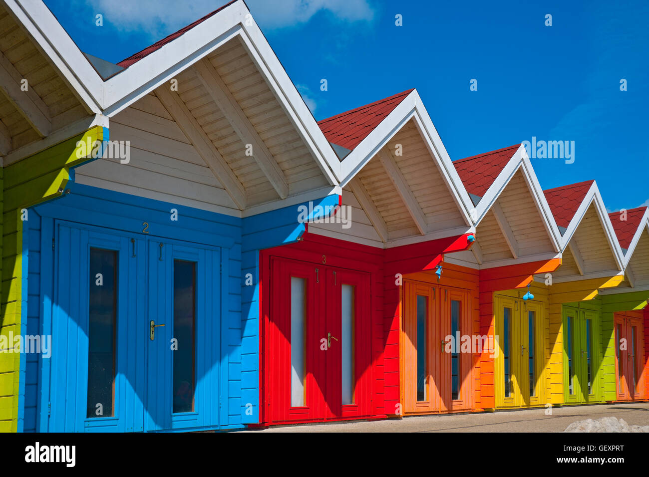 Traditional beach chalets Stock Photo - Alamy