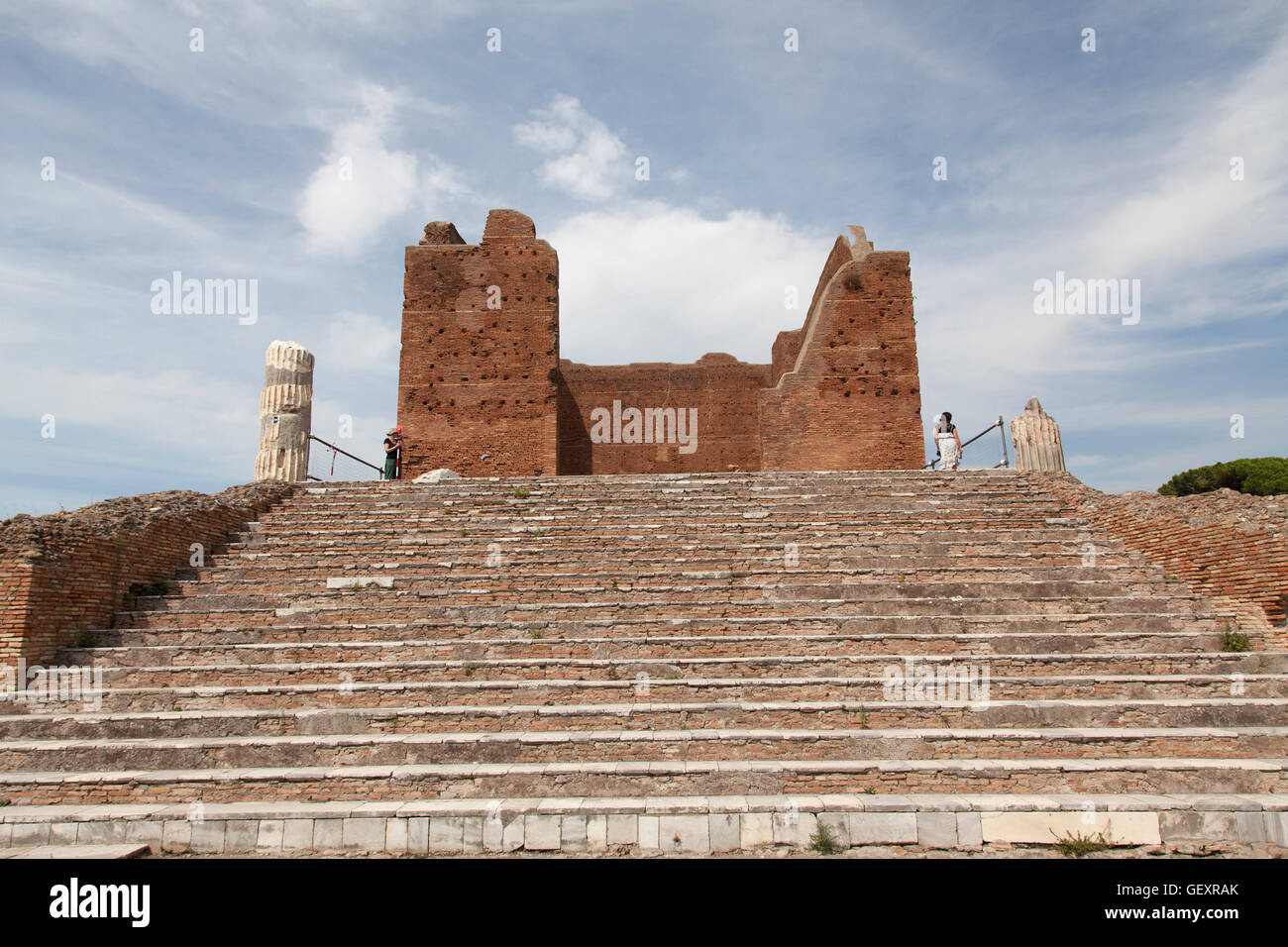Capitolium and steps at the ancient roman port town ruin of Ostia near ...