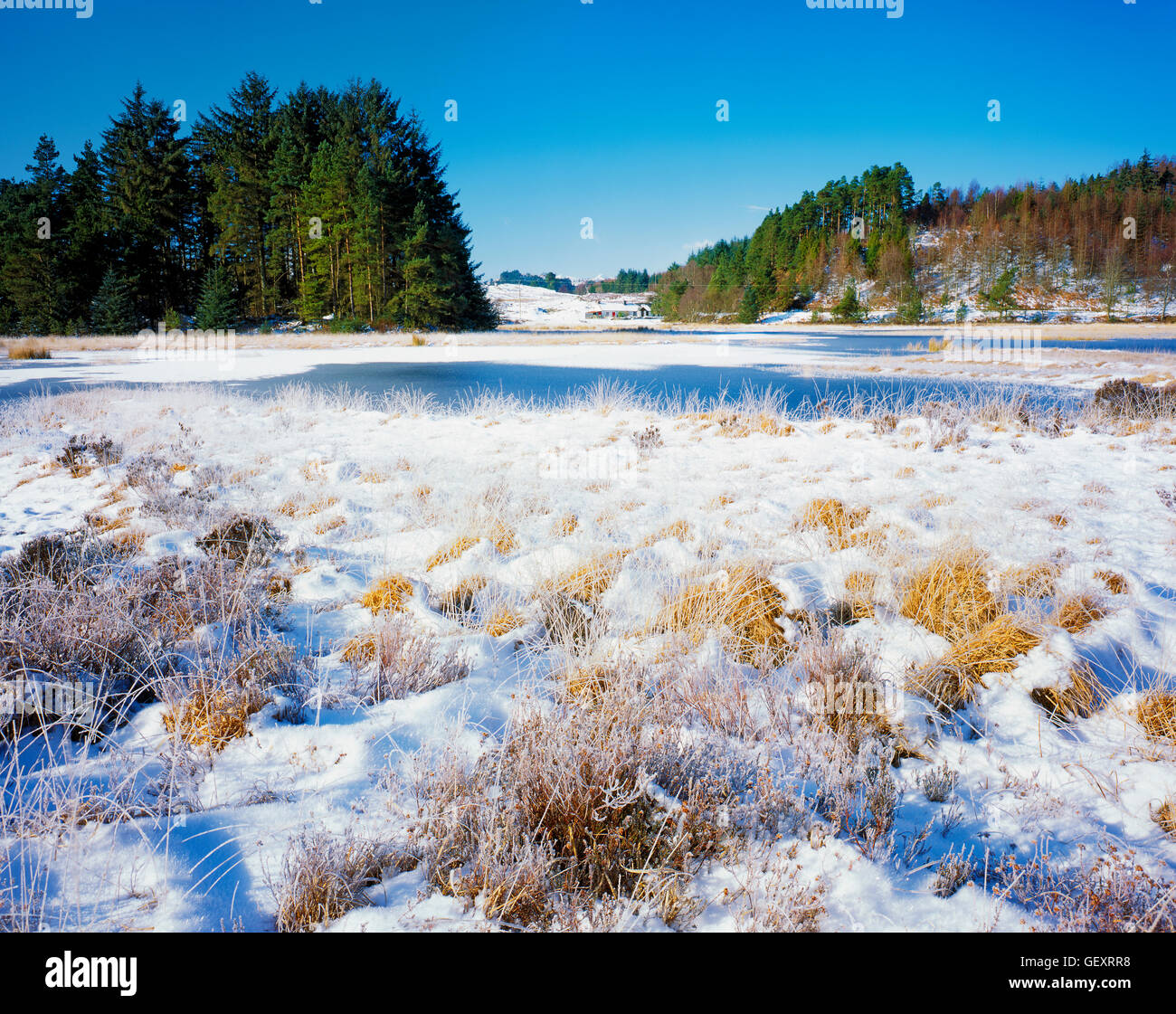 A view across a snow covered valley in Snowdonia Stock Photo - Alamy