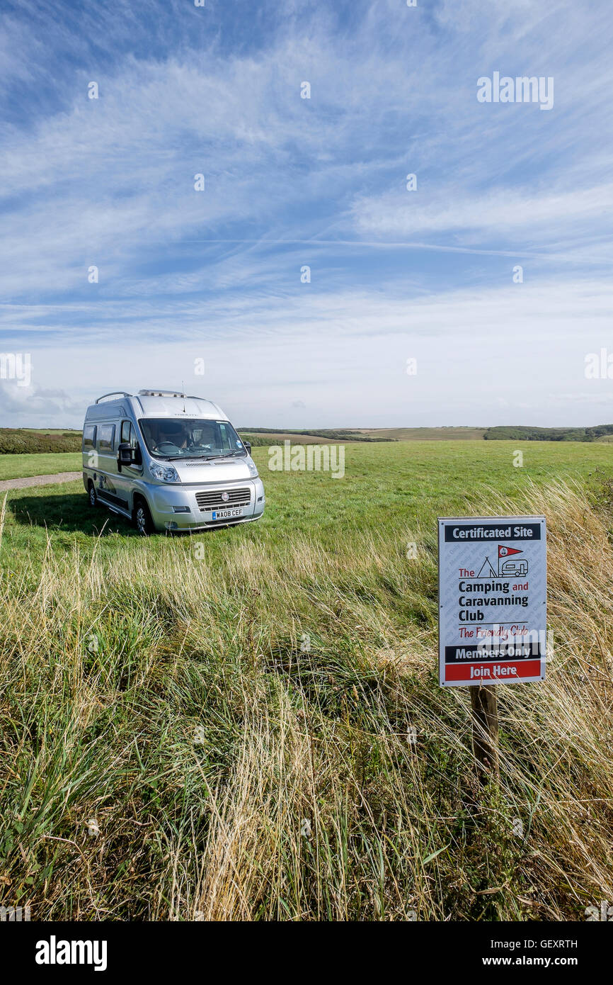 A single motorhome on a Caravan and Camping Club site Stock Photo - Alamy